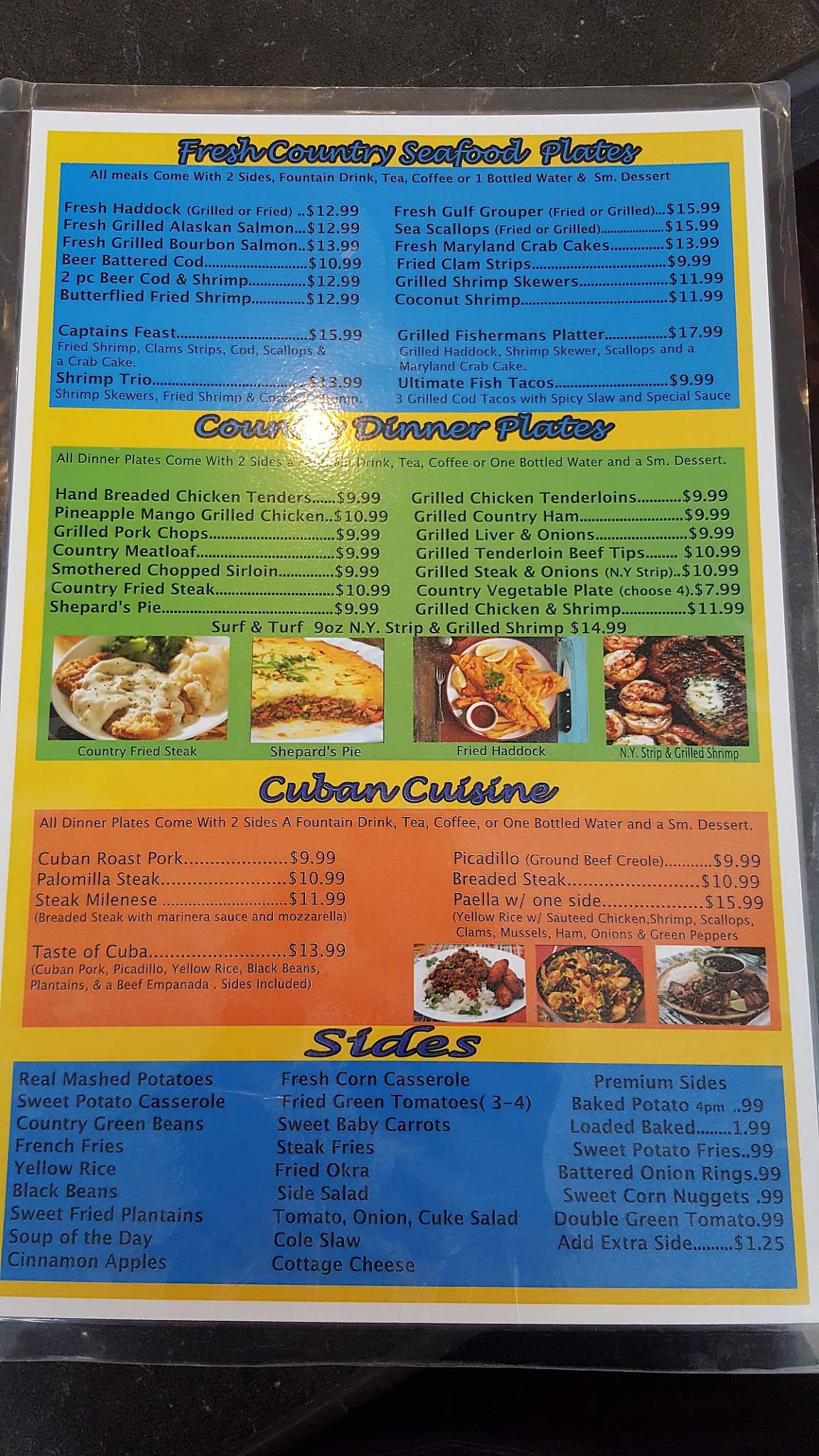 Menu at Fresh Country Cafe, Zephyrhills, 6834 Gall Blvd