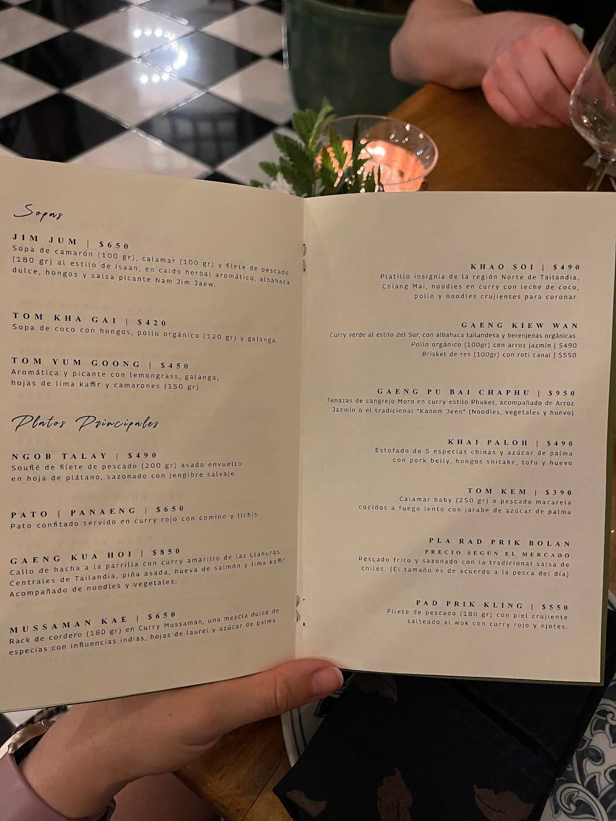 Carta del restaurante Galanga Thai House, Ciudad López Mateos