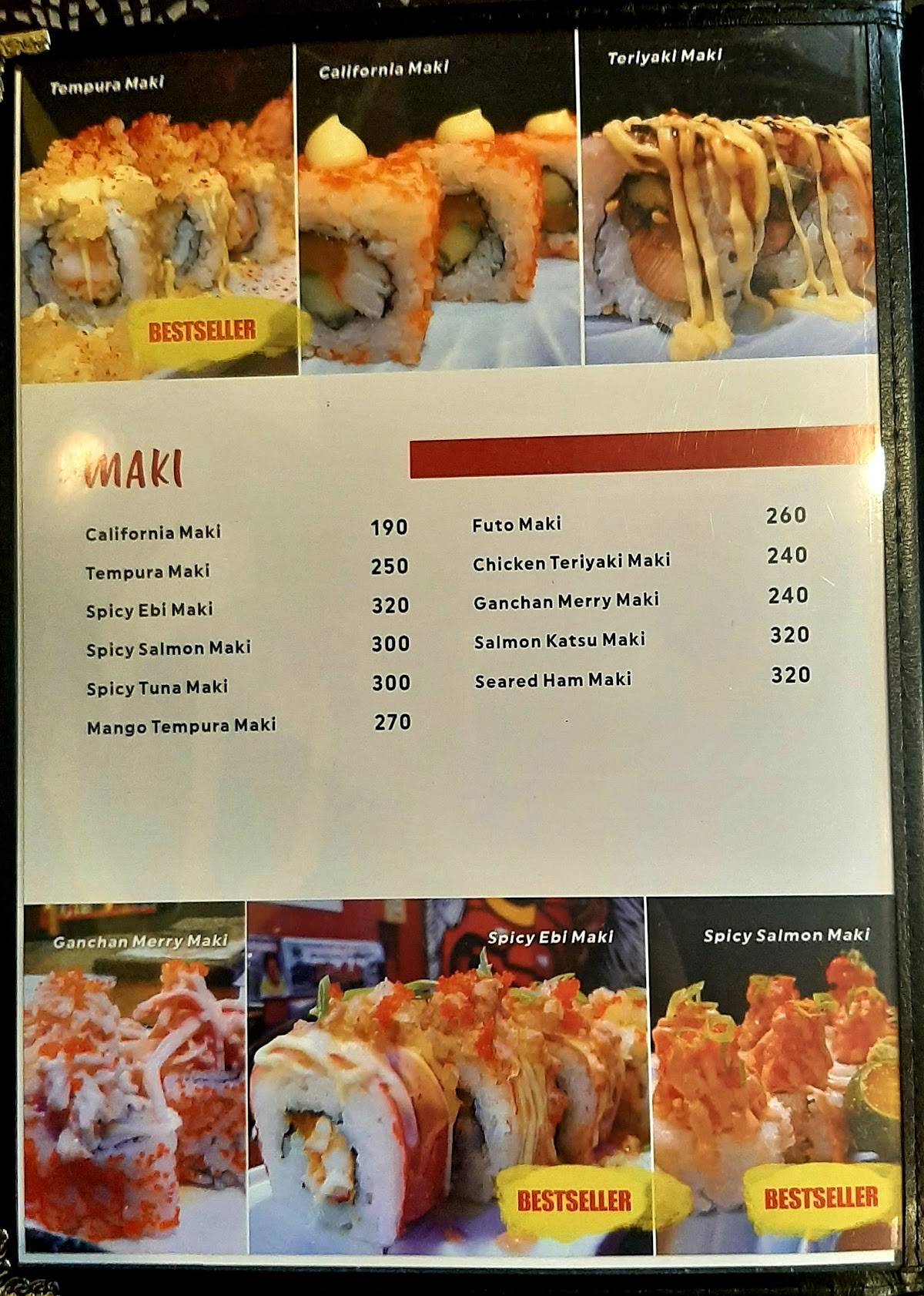 Menu at GanChan Japanese Restaurant, Malolos