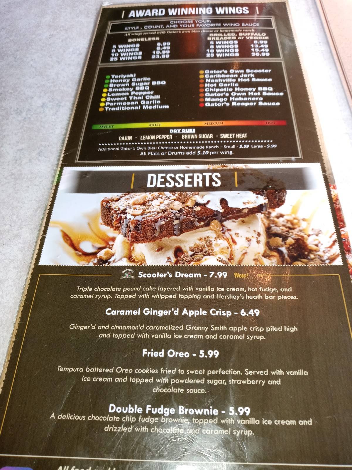 Menu at Gator's Dockside Lake City pub & bar, Lake City