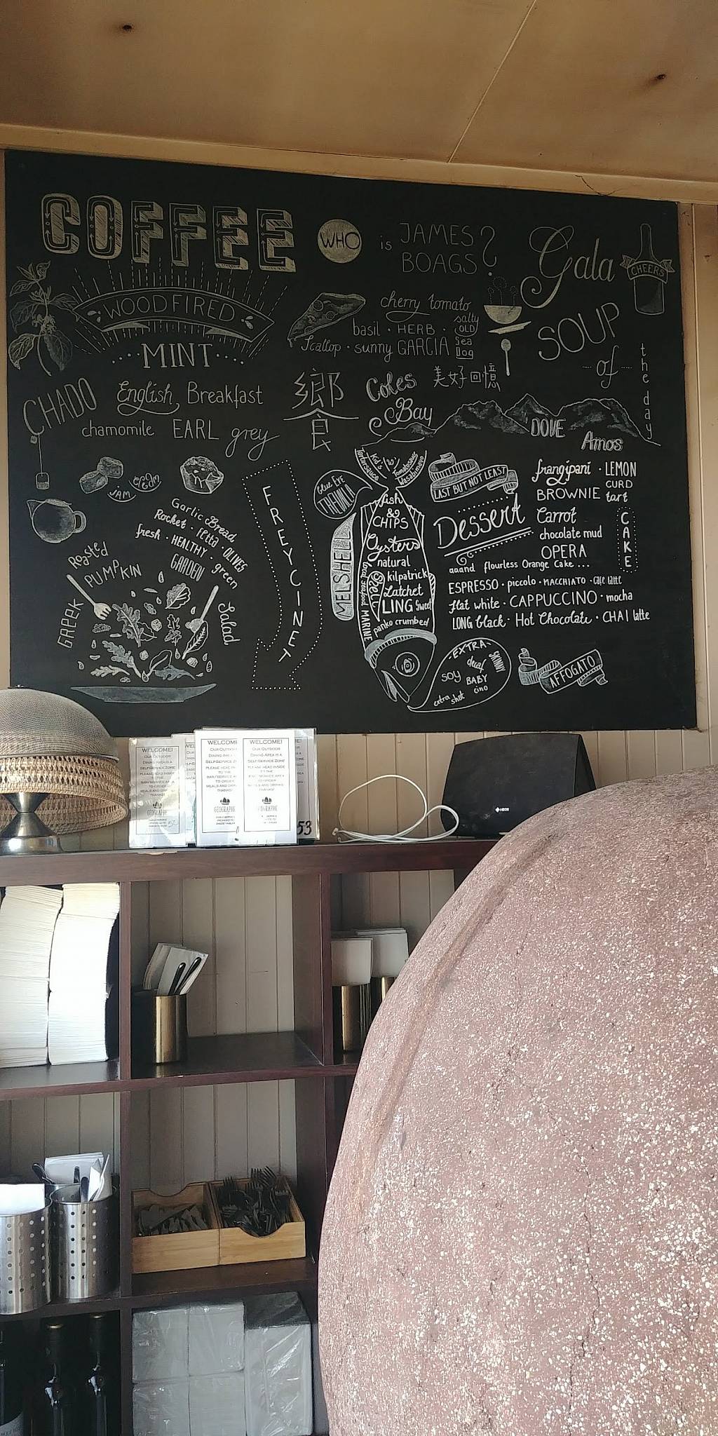 Menu at Geographe Restaurant and Espresso Bar, Coles Bay