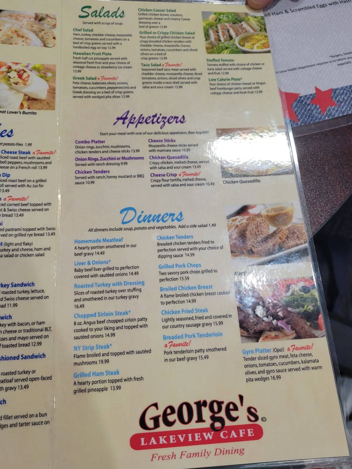 Menu at George's Cafe, Sun City
