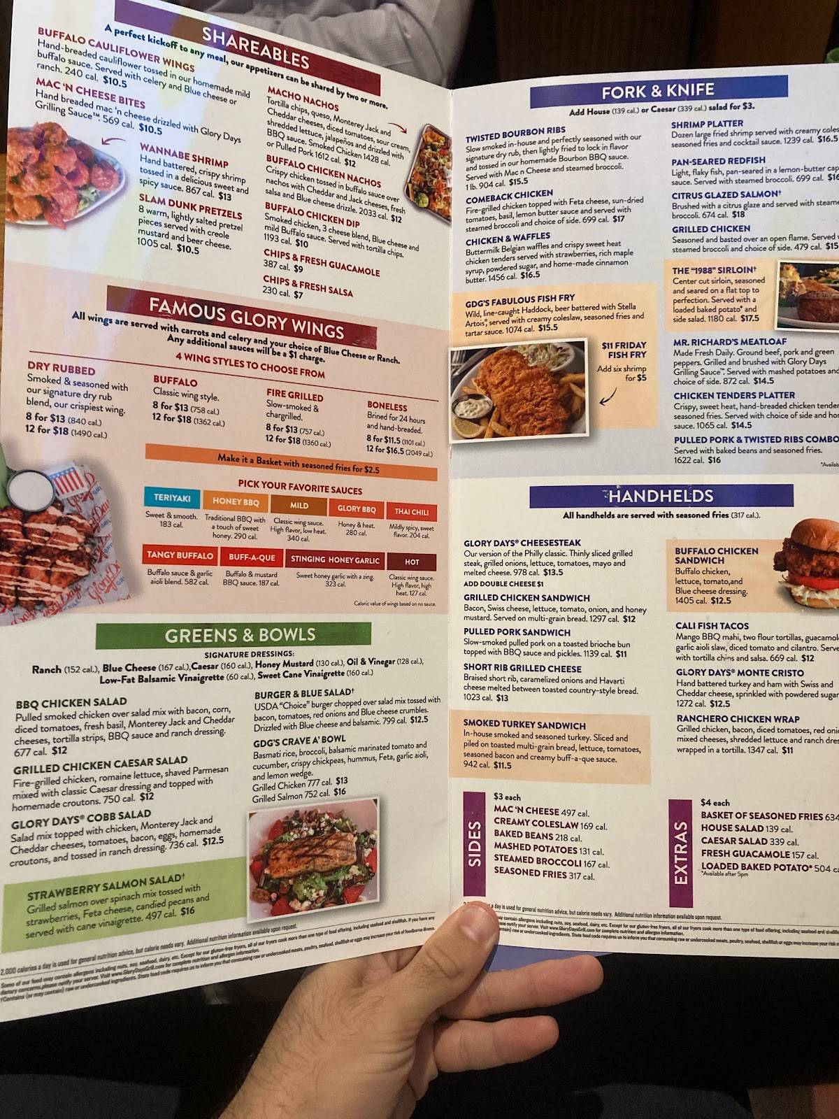 Menu at Glory Days Grill pub & bar, Tallahassee