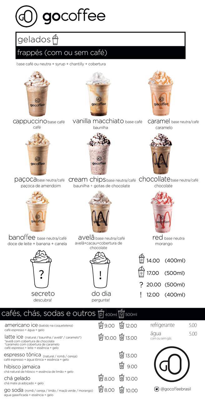 Menu em Go Coffee Vila Leopoldina, São Paulo, R. Carlos Weber