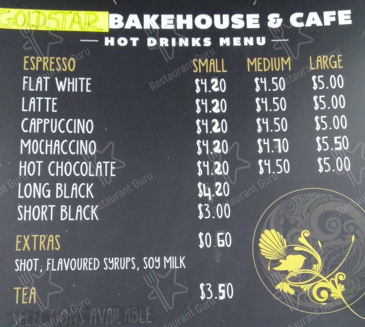 Menu at Gold Star Bakery, Auckland, 276 Blockhouse Bay Rd