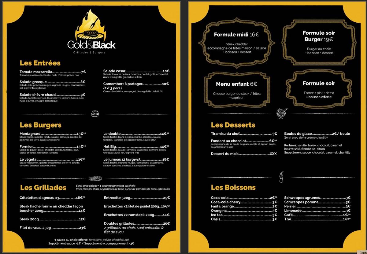 Menu au Gold & black restaurant, Saint-Fons