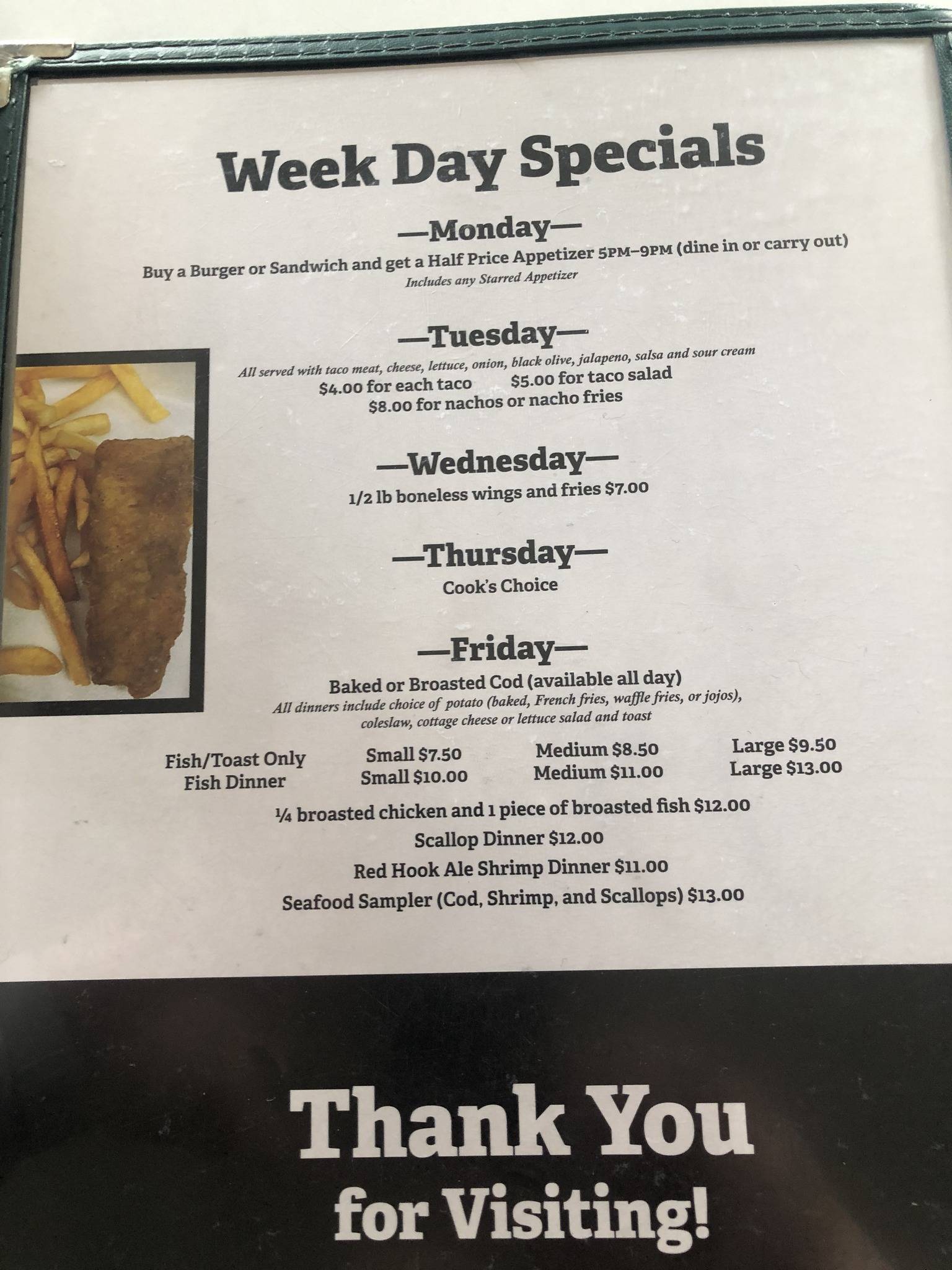 Menu at Gosnell's Packer Inn pub & bar, Prairie Farm