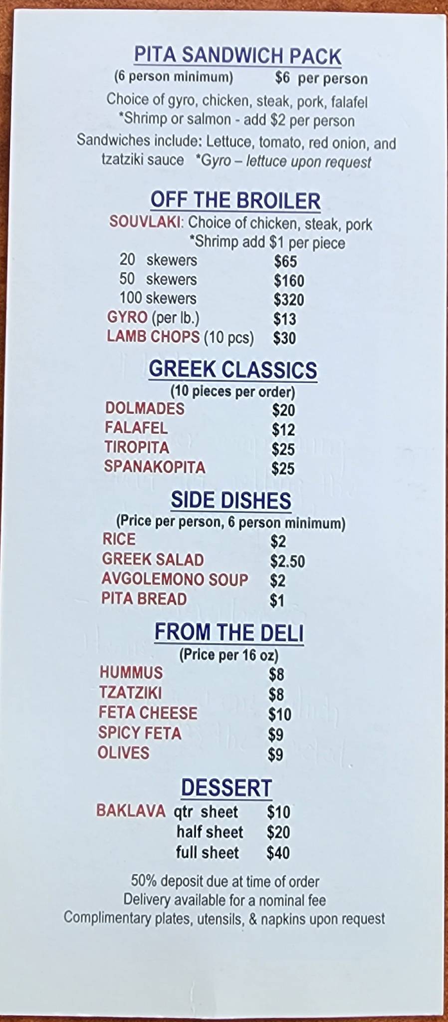 Menu at Greek Street Grill restaurant, Riverside, La Sierra Ave STE 103