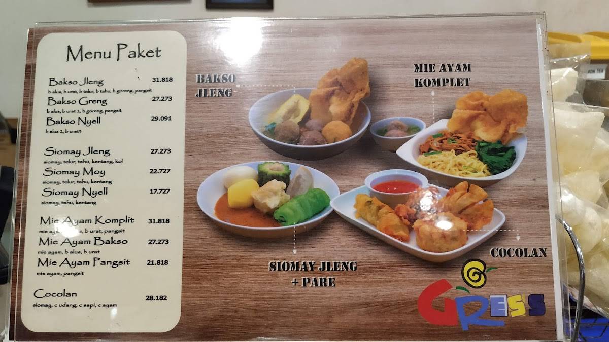 Carta de Gress Food Restaurant Galeria Mall, Yogyakarta