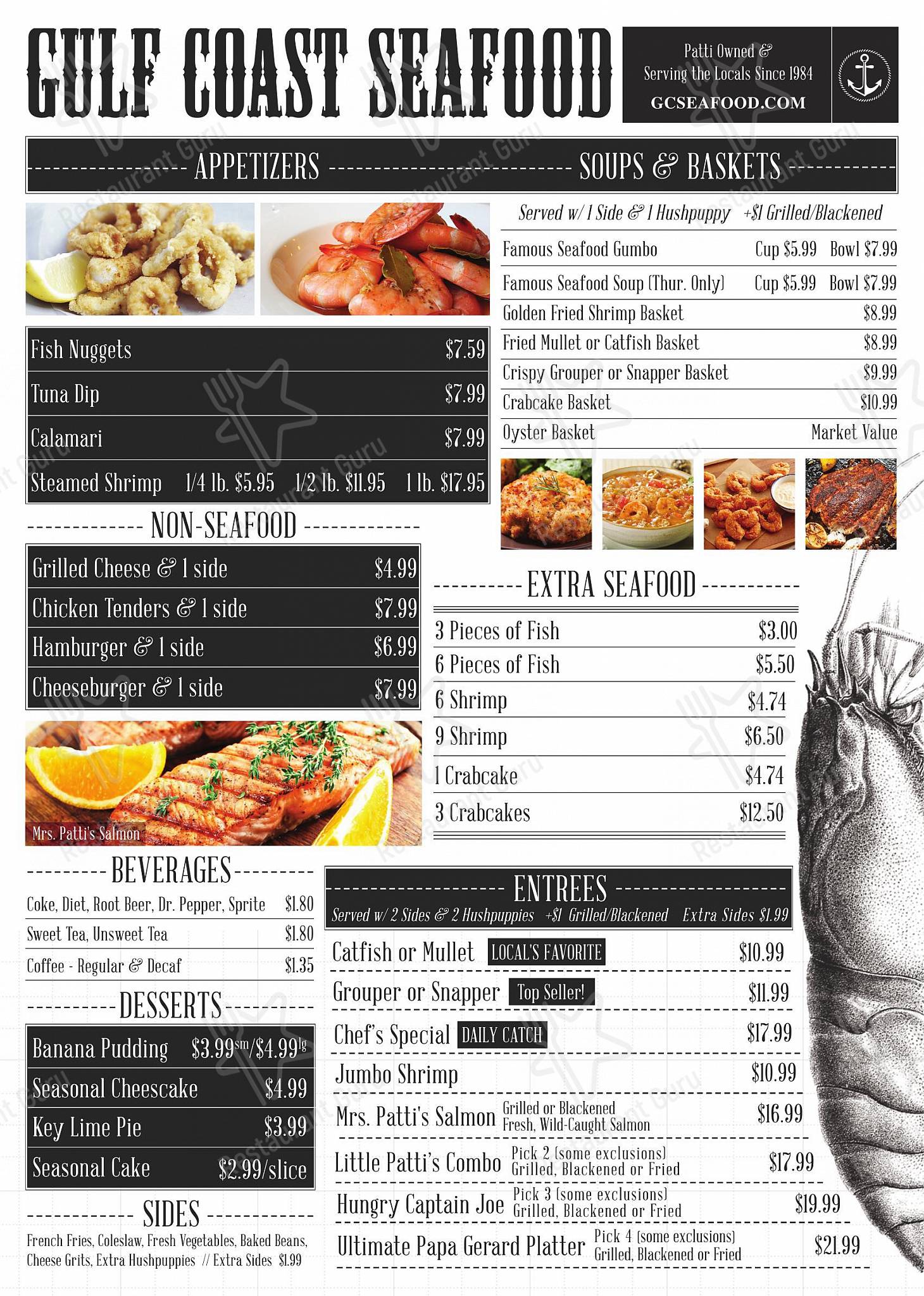 Menu at Gulf Coast Seafood Market and Restaurant, Pensacola, W 9 Mile Rd