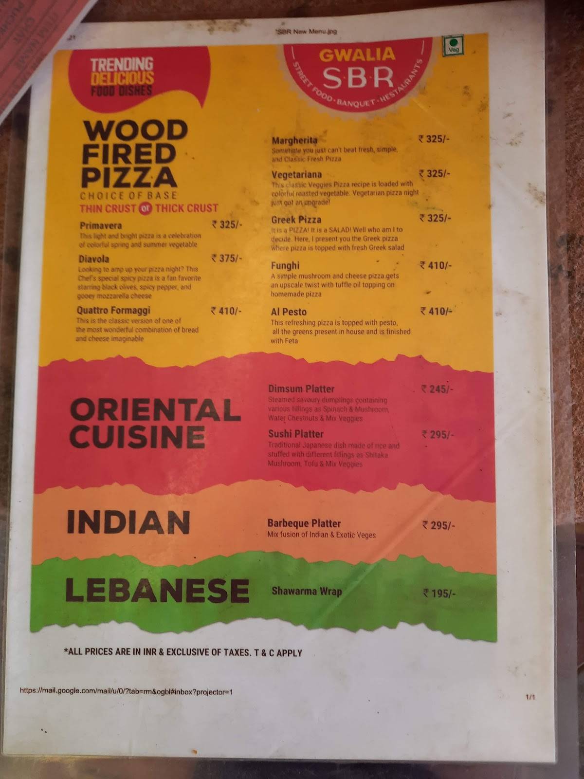 Menu at Gwalbhog SBR, Ahmedabad