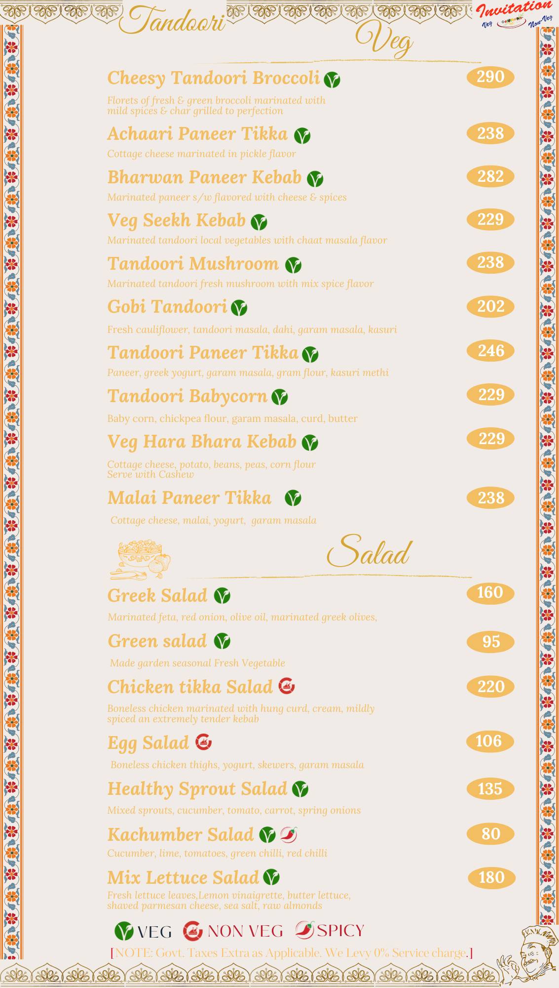 Menu at HOTEL INVITATION, Belgaum