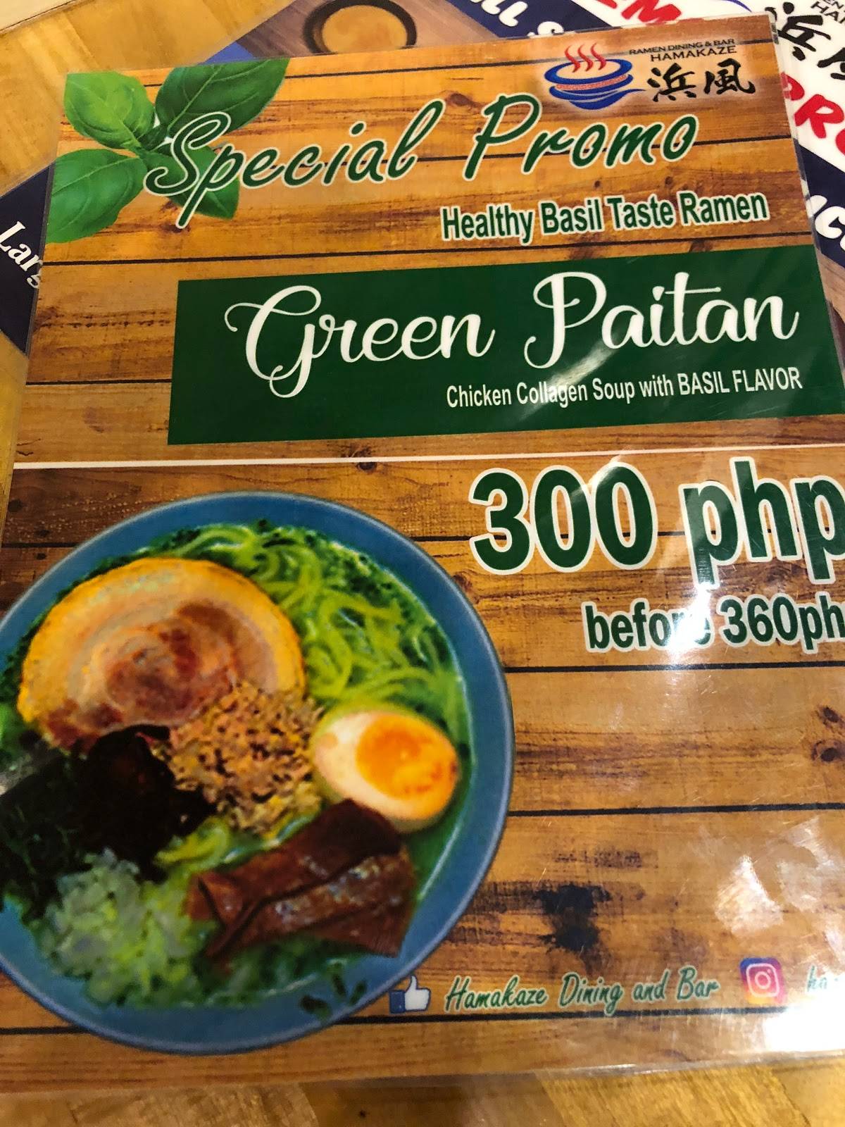 Menu at HAMAKAZE Ramen restaurant, Mandaue City