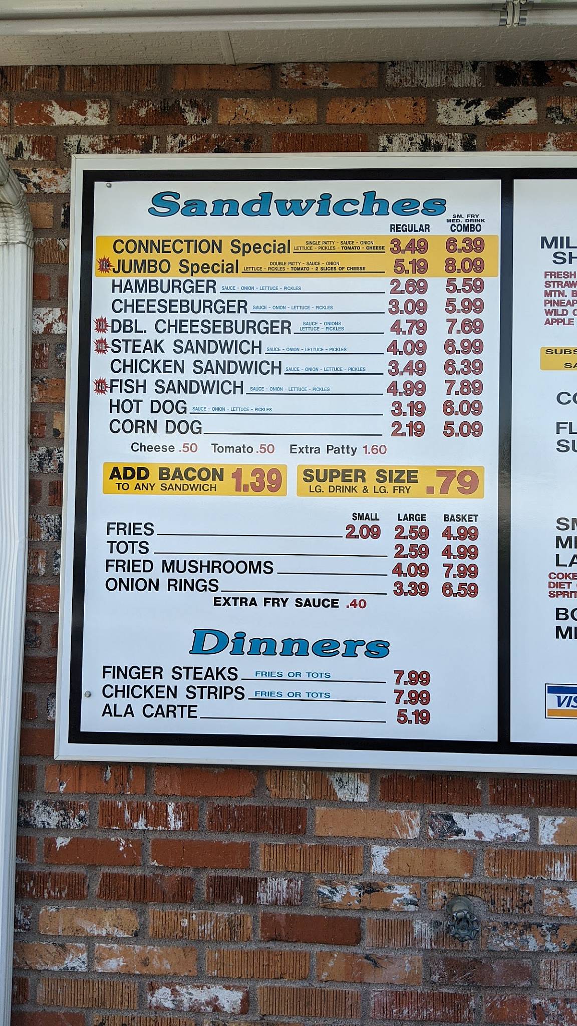 Menu at Hamburger Connection fast food, Caldwell