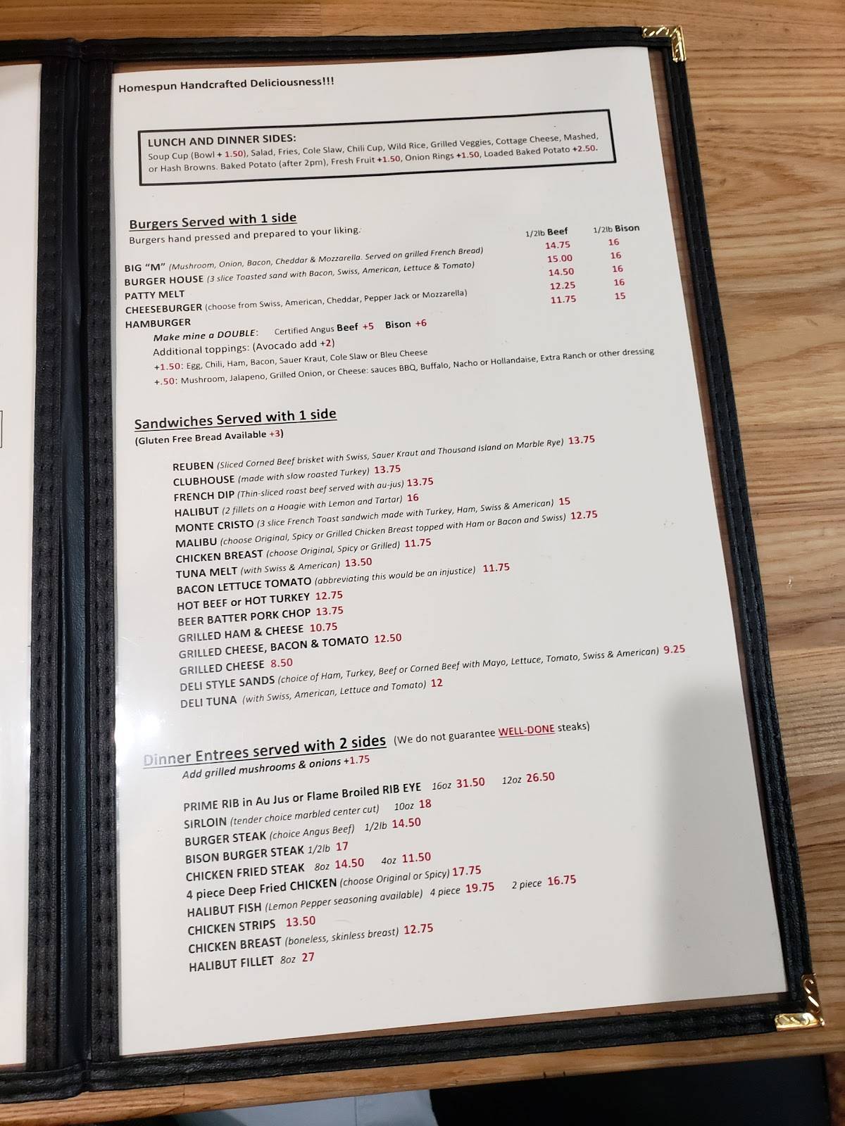 Menu at Hanging Five Restaurant, Butte