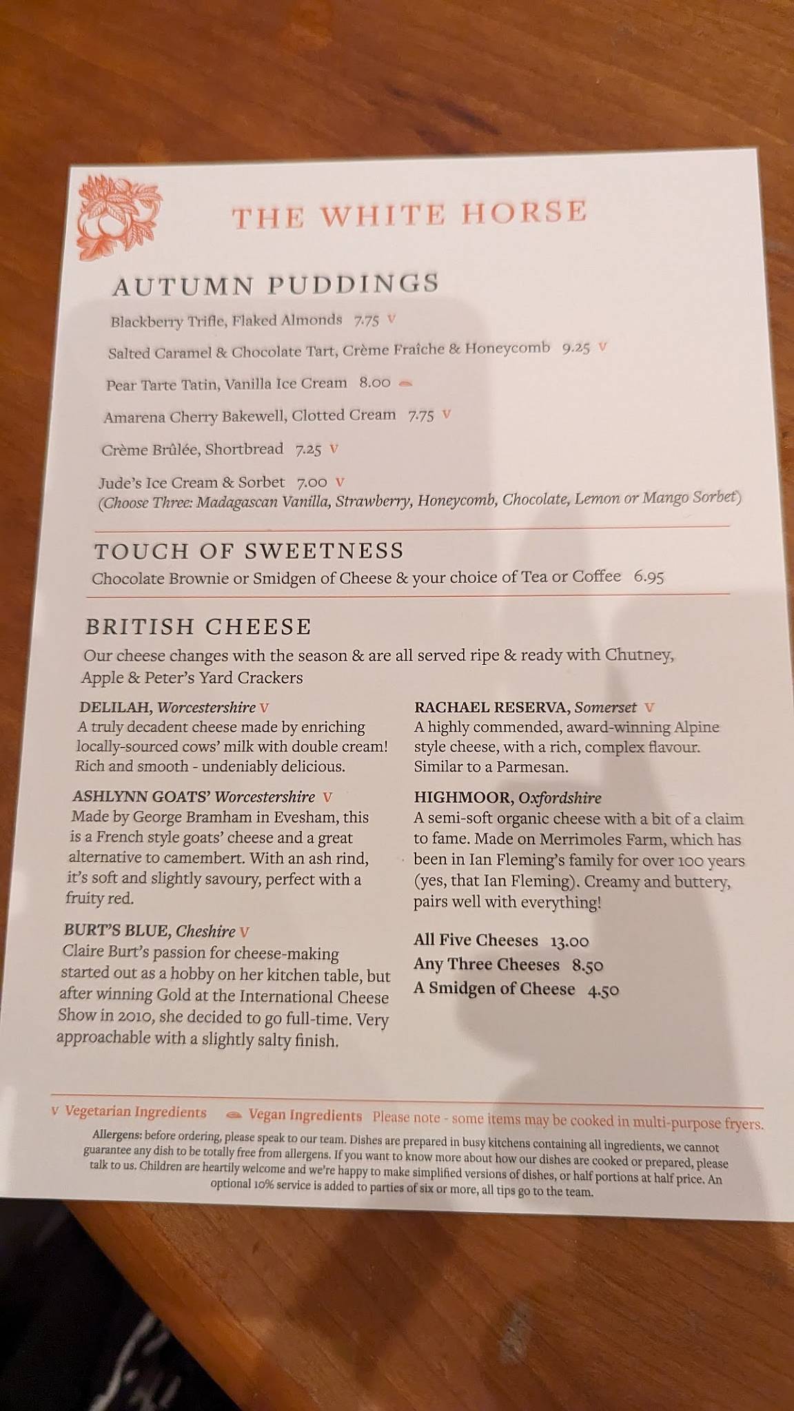 Menu at The White Horse pub & bar, Harpenden, Redbourn Ln