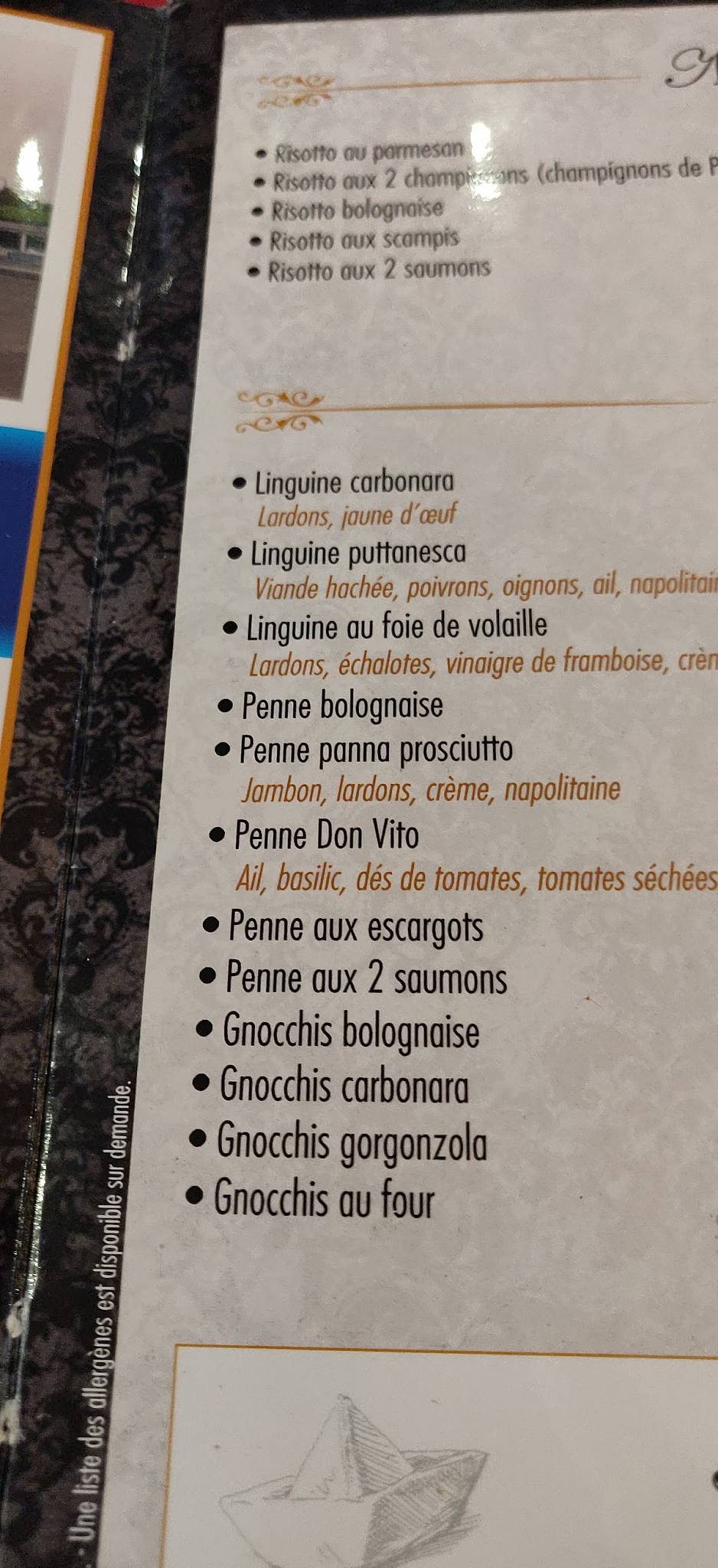 Menu au Don Vito restaurant, Hauconcourt, ZI N