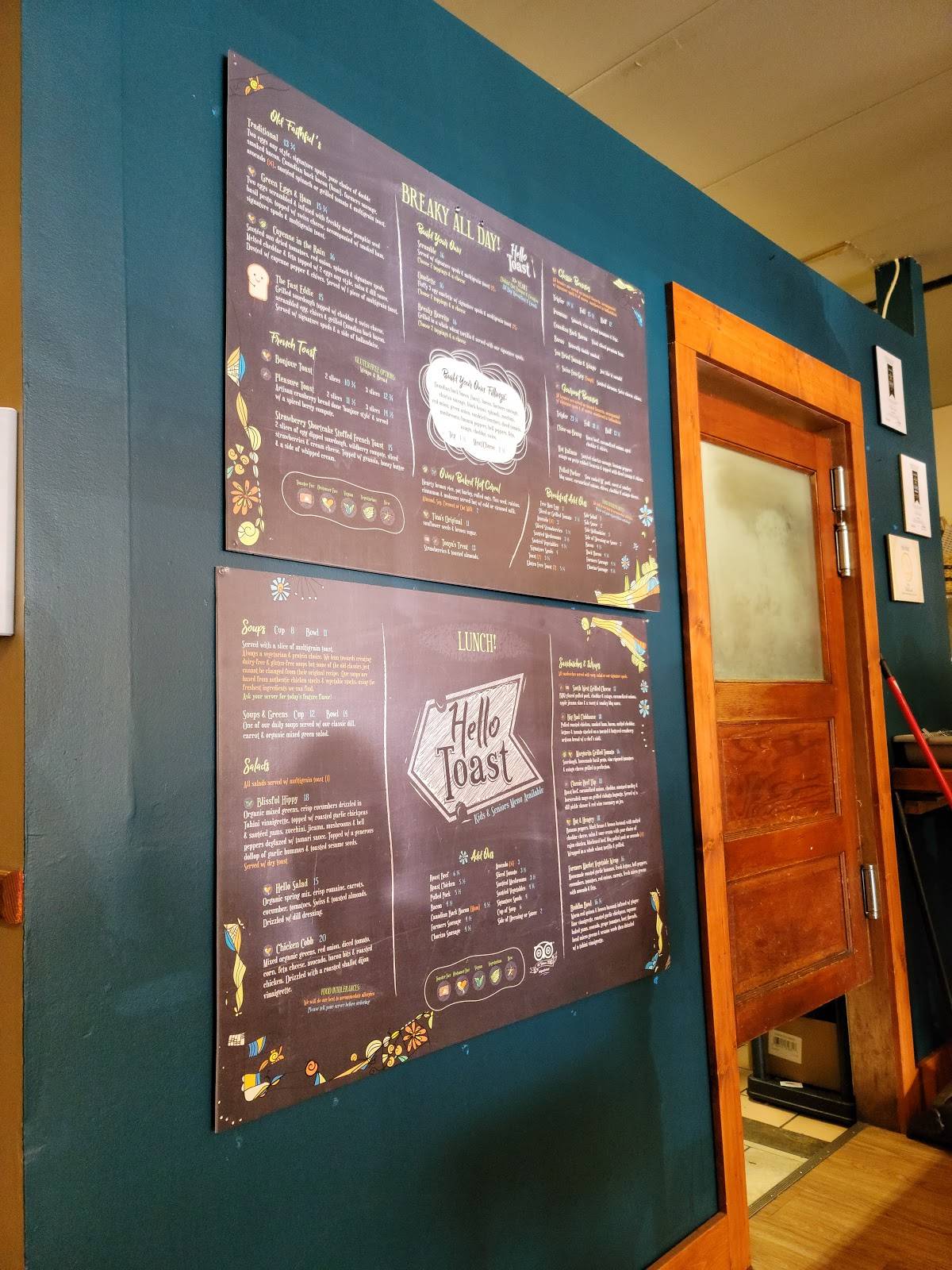 Menu at Hello Toast restaurant, Kamloops
