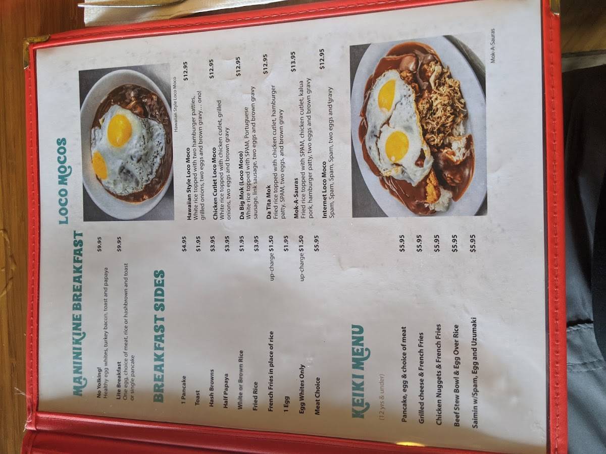 Menu at Hawaiian Style Cafe Hilo, Hilo, 681 Manono St