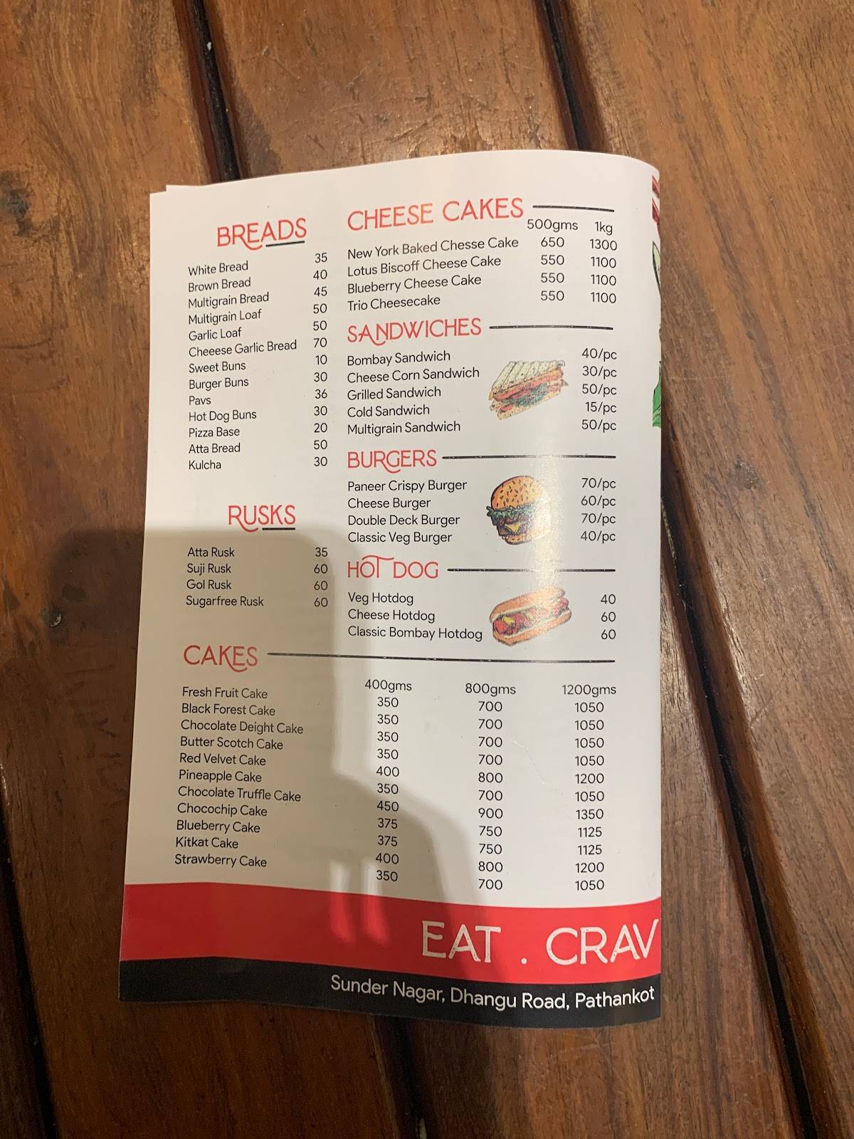 Menu at Himalaya Bakers, Pathankot, Dhangu Rd