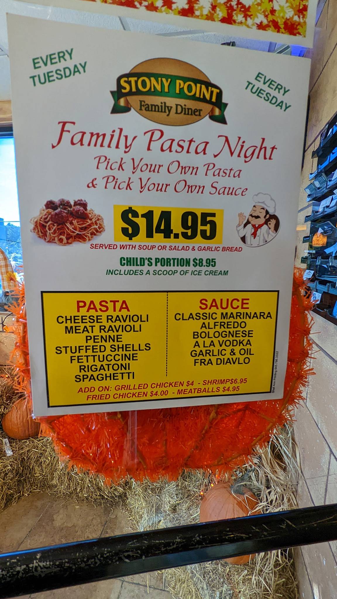 Menu at Stony Point Family Diner restaurant, Stony Point