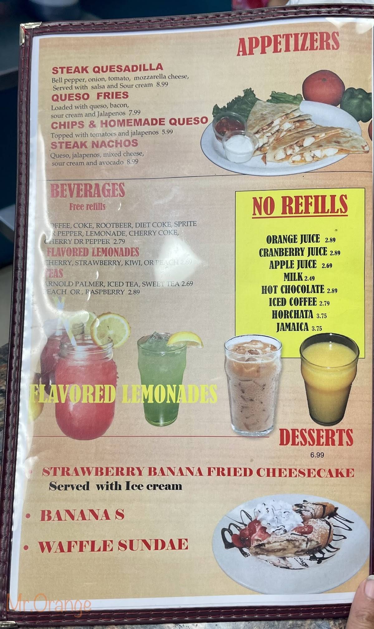 Menu at Nate's Diner restaurant, Houston