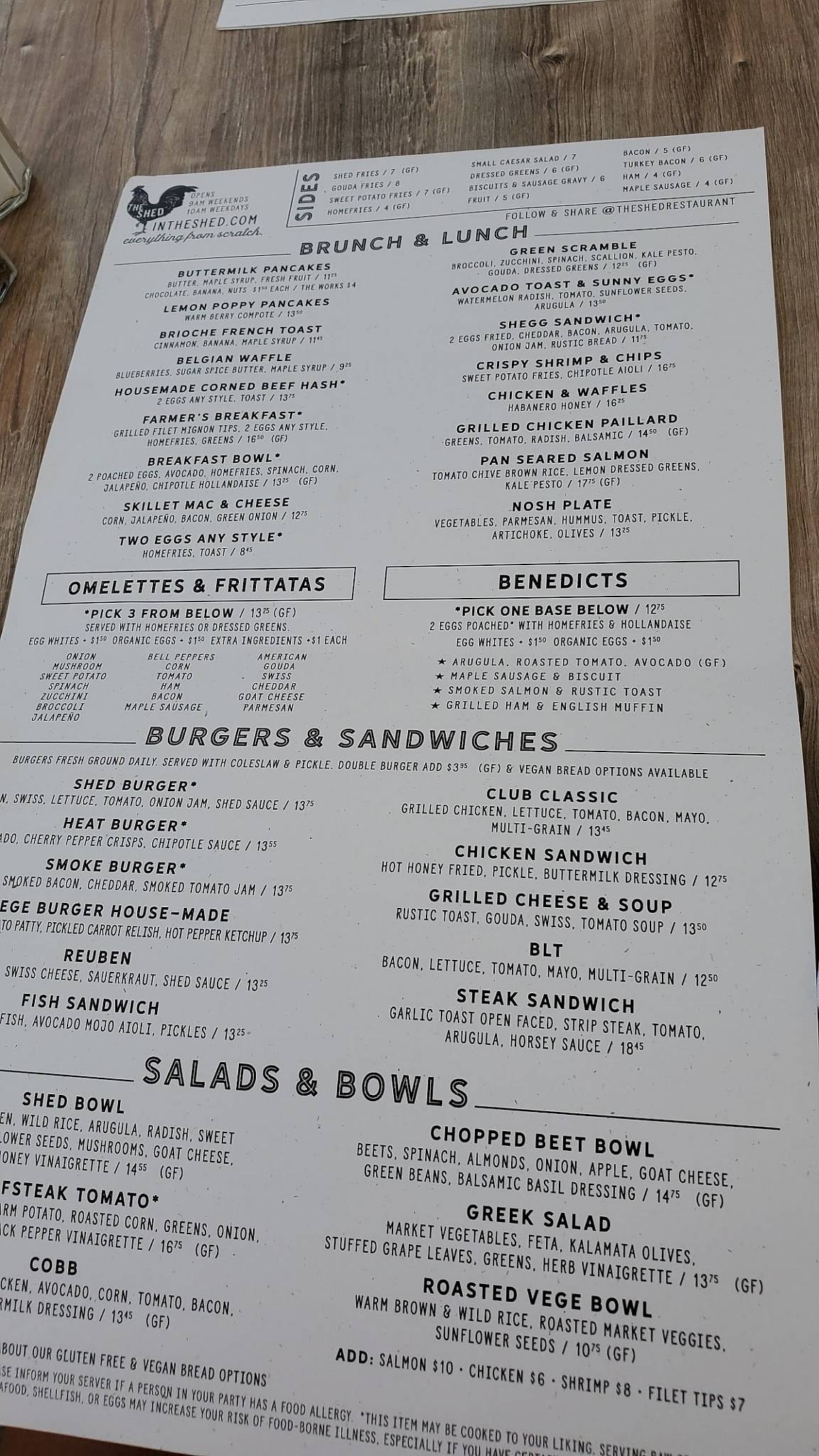 Menu at The Shed Restaurant - Huntington NY, Huntington