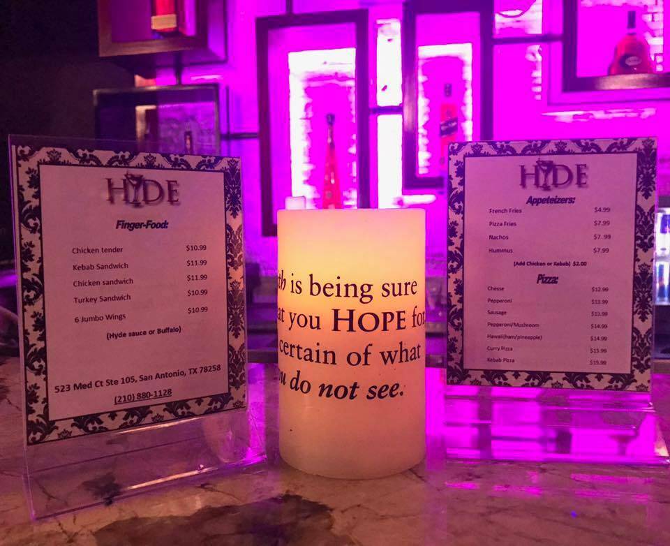 Menu at Hyde Stone Oak pub & bar, San Antonio