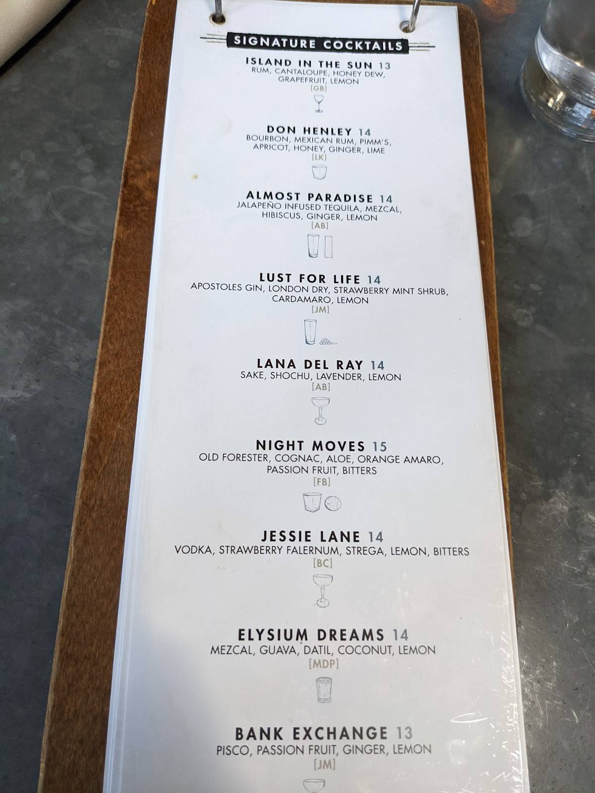 Menu at Ice Plant Bar, St. Augustine