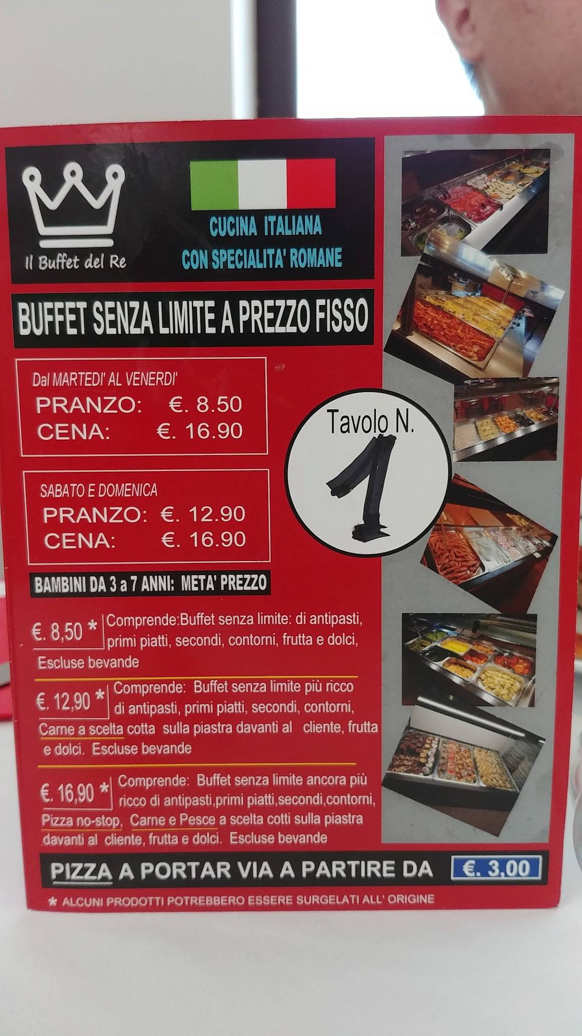 Menu da Il Buffet del Re ristorante, Roma