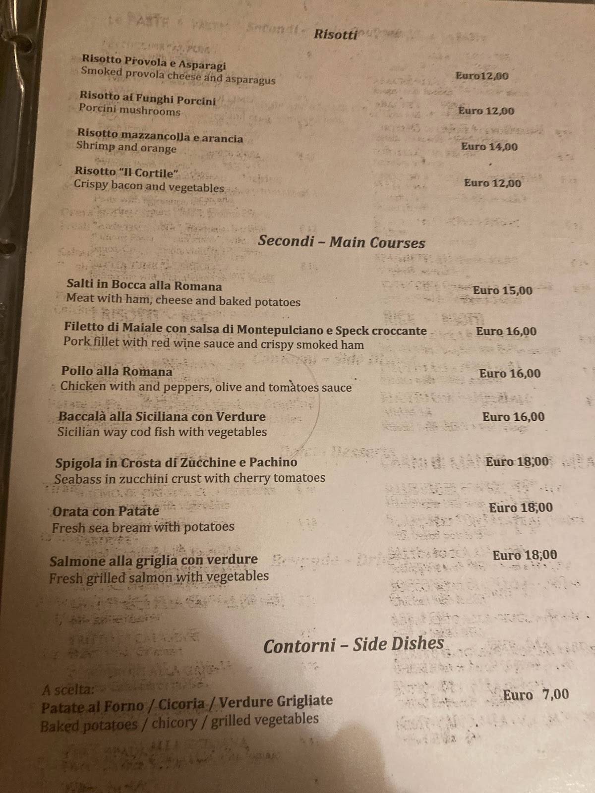 Menu da Il Cortile - Cocktail Bar & Bistrò - Pizza Gourmet, Roma, Via ...