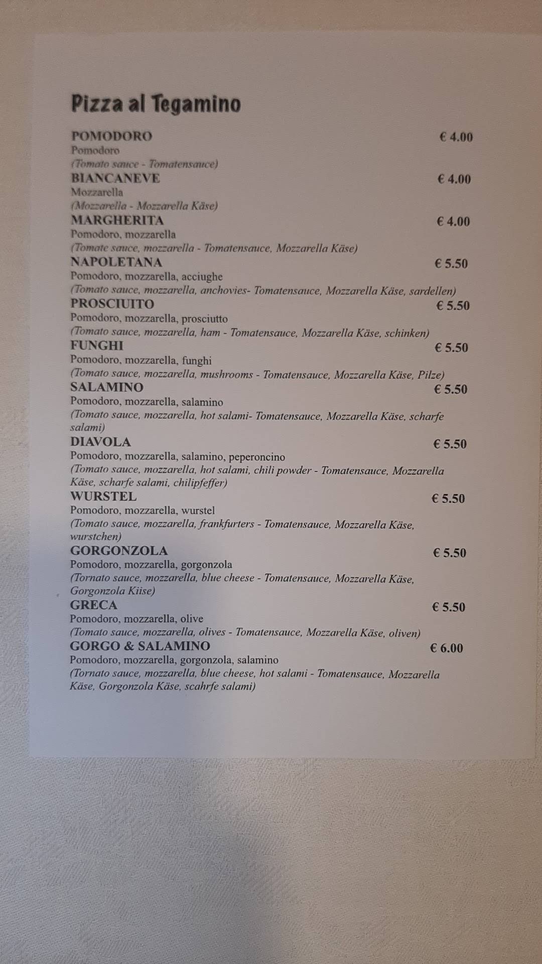 Menu da Il Portico ristorante, Torino, Strada Altessano