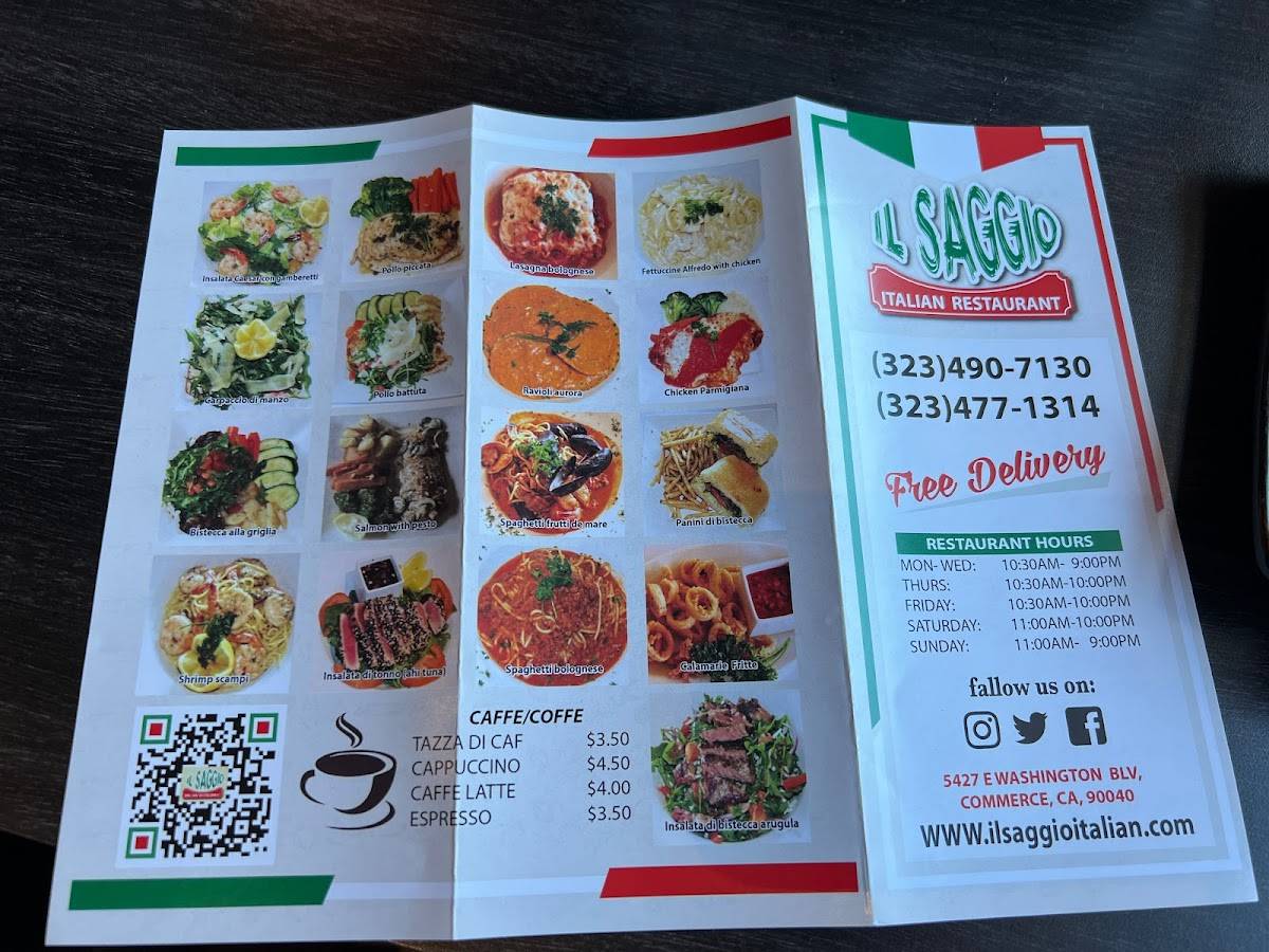 Menu at Il Saggio Italian Restaurant, Commerce