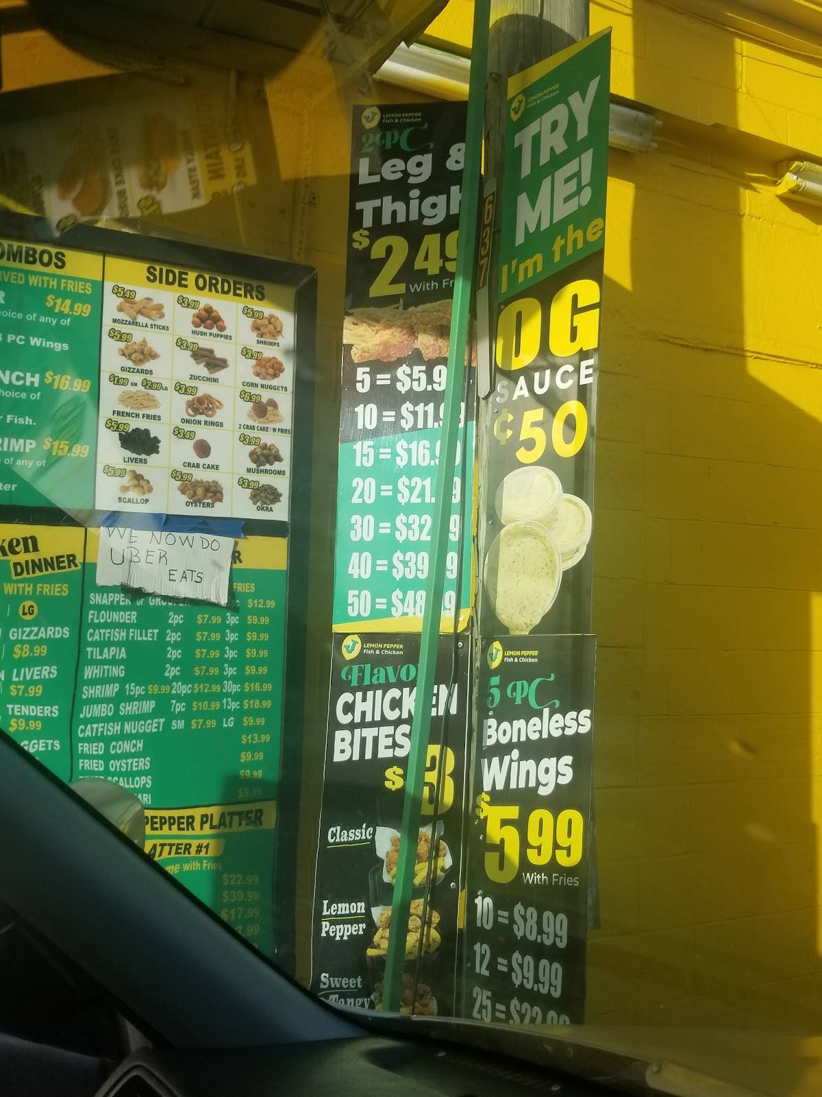Menu at J LEMON PEPPER. Fish & Chicken restaurant, Jacksonville