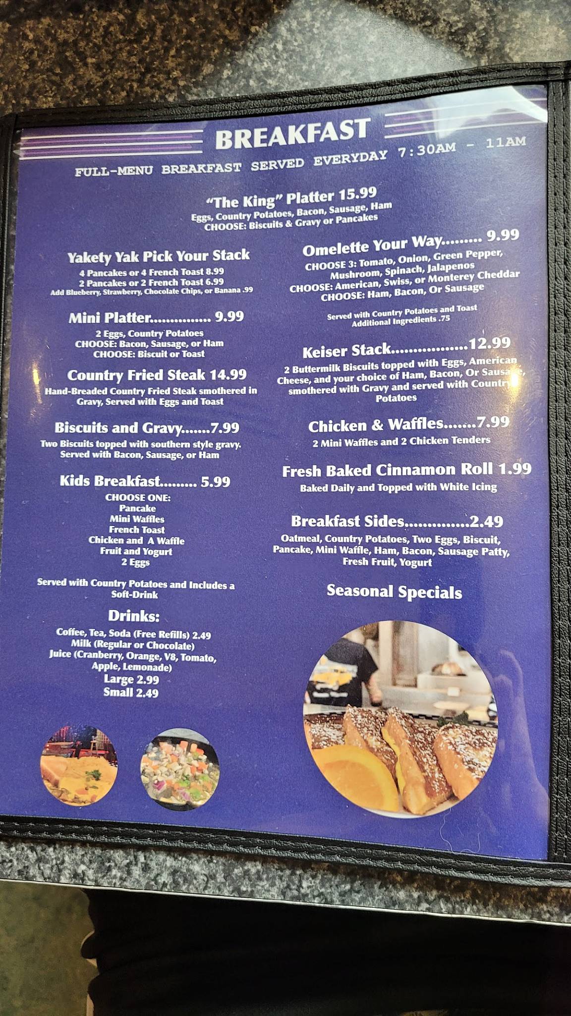 Menu at Jackie B. Goode's Uptown Cafe and Dinner Theater, Branson