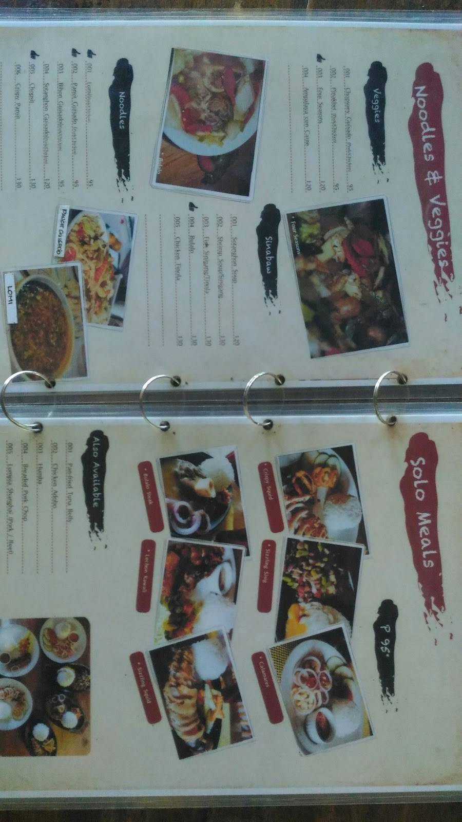 Menu at Jacko's Kan-anan restaurant, Iligan City