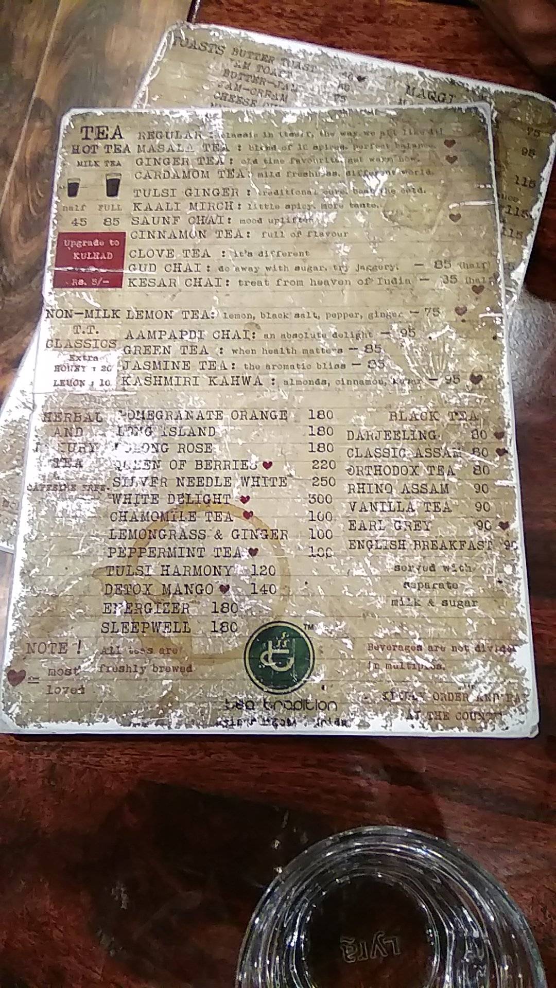 Menu at Art cafe Tibara by Tea Tradition, Jaipur, SB-1