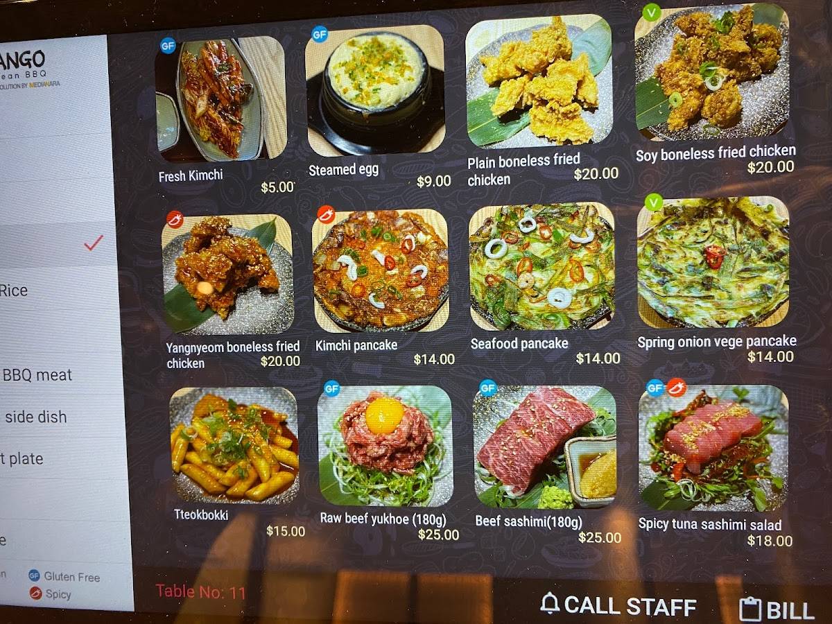 Menu at JANGO Korean BBQ Restaurant, Buddina