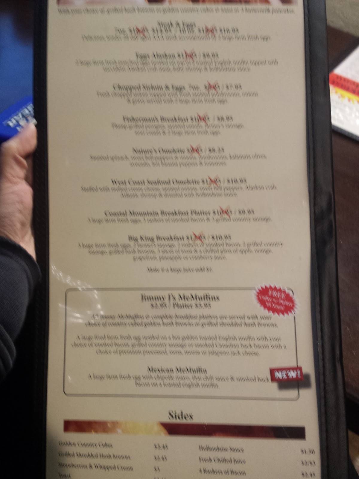 Menu at Jimmy J'S Grill restaurant, Chilliwack