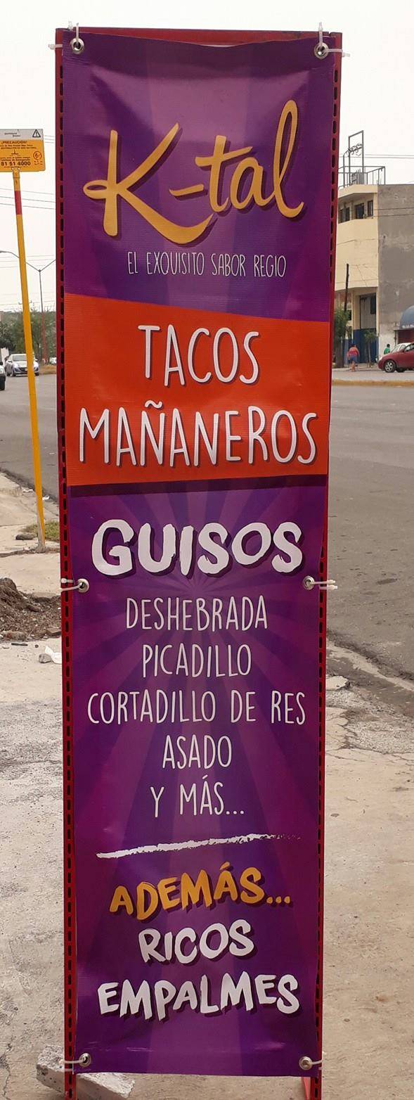 Menu at K-tal (El Exquisito Sabor Regio) restaurant, Monterrey