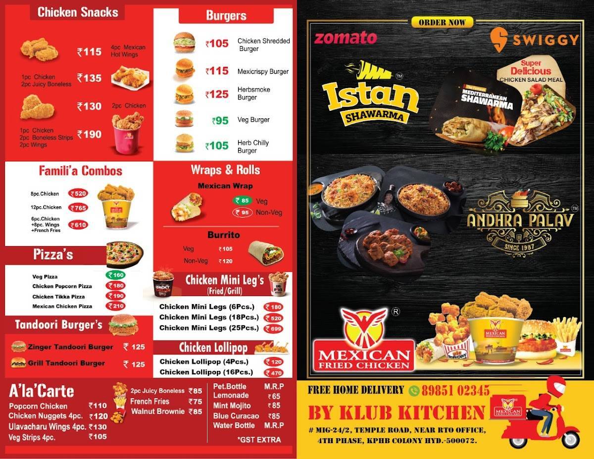Menu at KLUB KITCHEN, Hyderabad