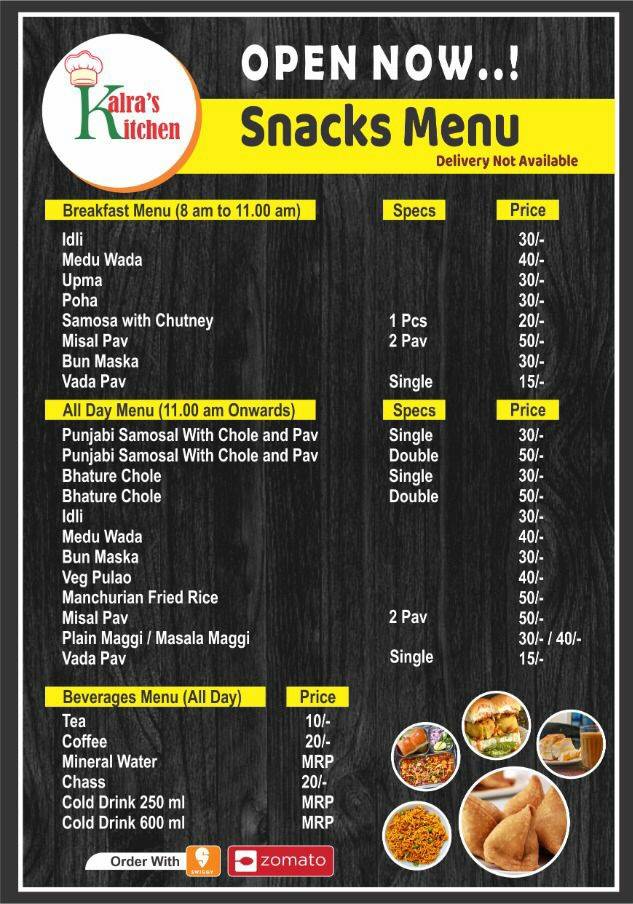 Menu at Kalra's Kitchen Biryani, Kebabs, Indian Curries, Tandoori ...
