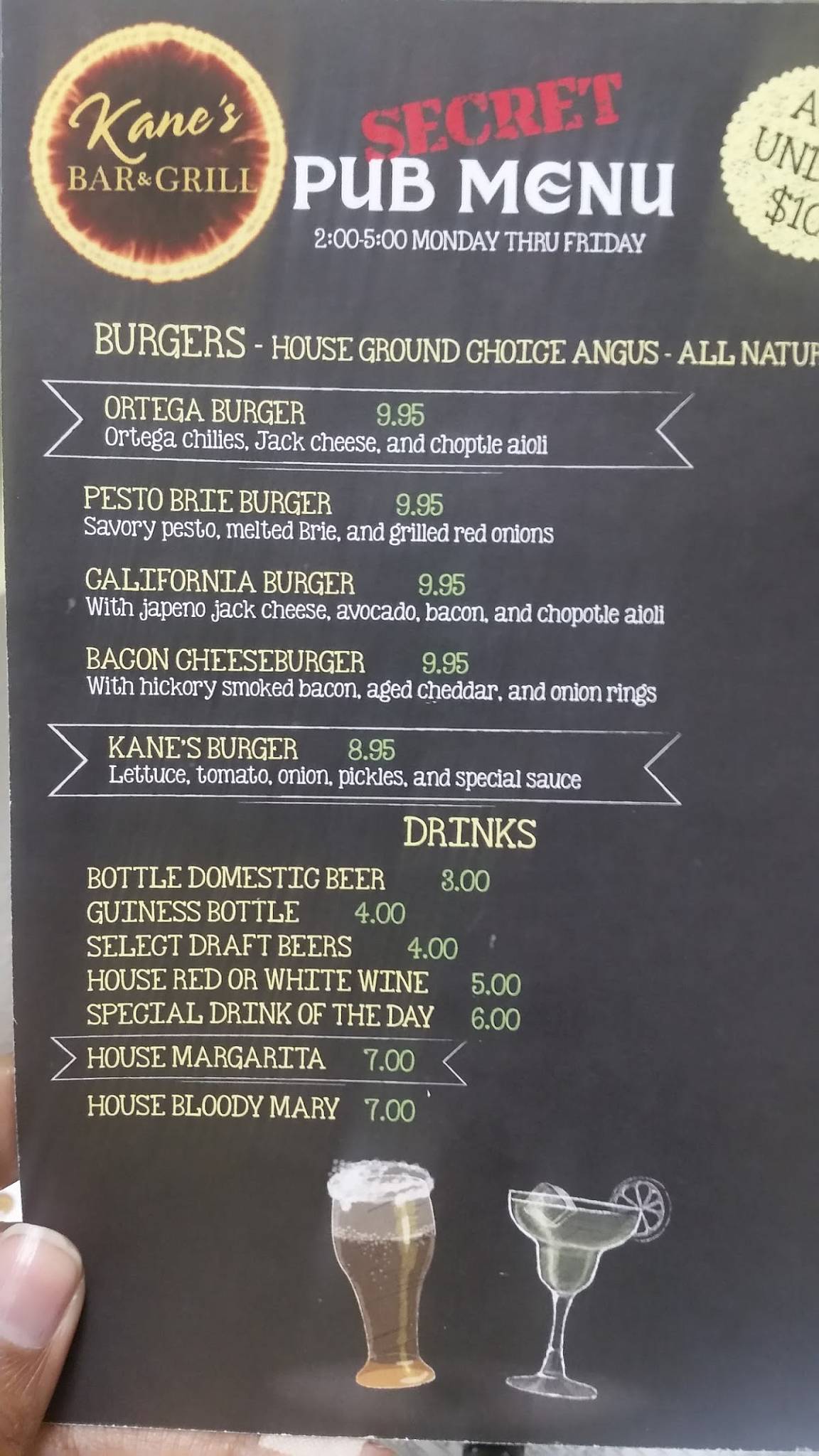 Menu at Enrique’s Lounge restaurant, Grass Valley