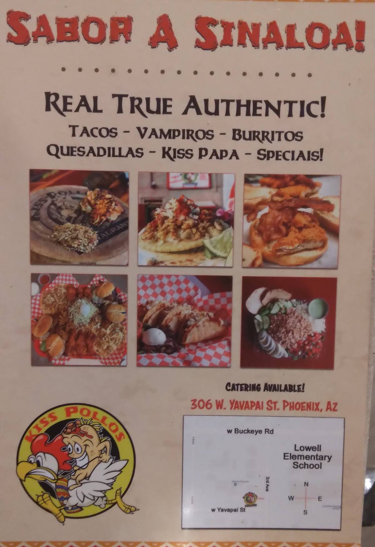Menu at Kiss Pollos Estilo Sinaloa restaurant, Phoenix