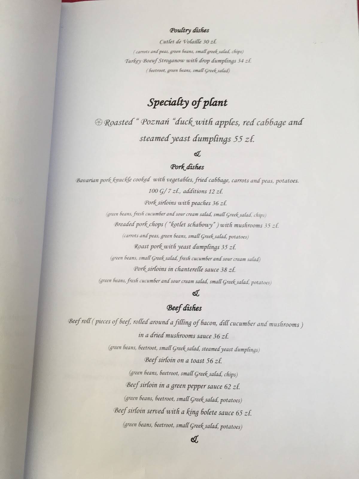 Menu at Willa "Nestor" Restauracja i Noclegi restaurant, Kórnik