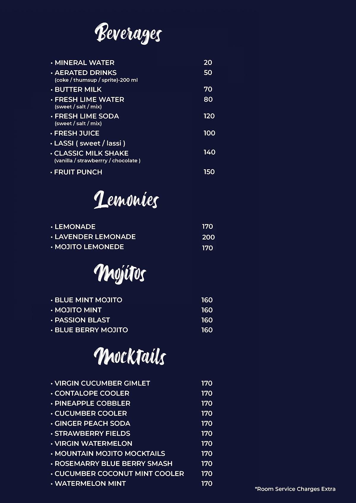 Menu at Krishnas Blufin, Roof Top Restaurant in Jubilee Hills, Hyderabad