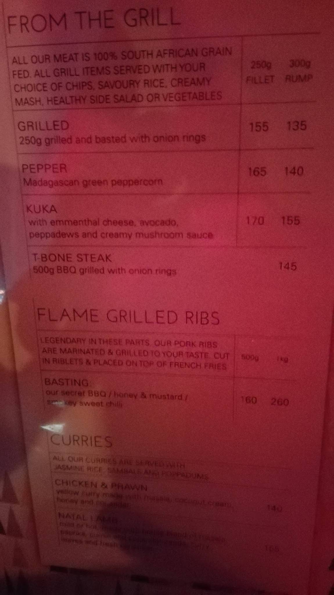 Menu at Kuka Restaurant & Cocktail Lounge, Hazyview