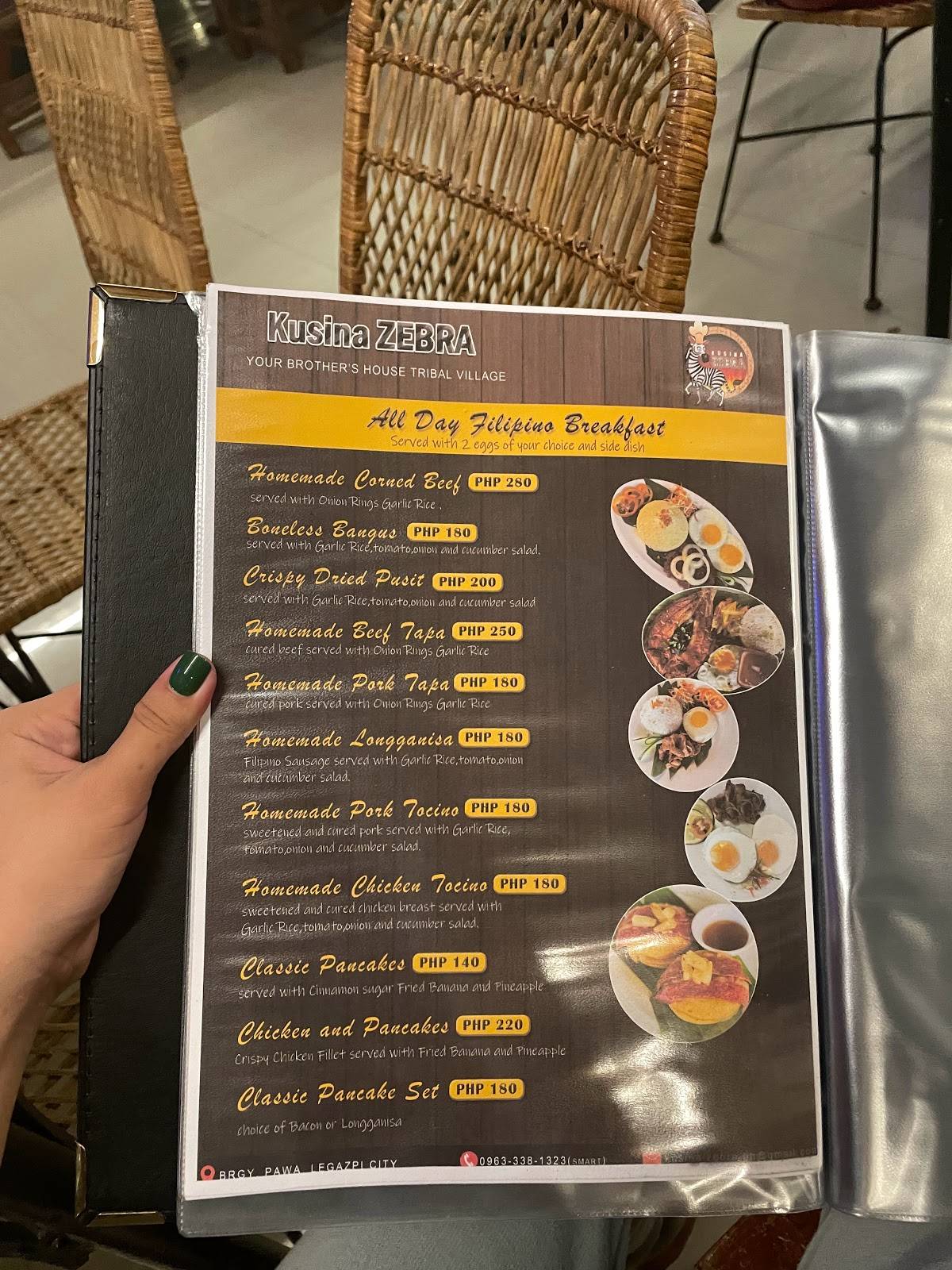 Carta del restaurante Kusina Zebra, Legazpia