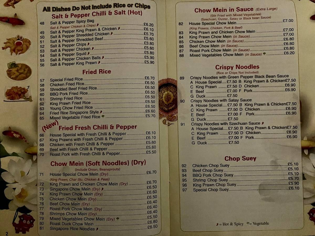 Menu at Kwan's Chinese Takeaway fast food, Kelso