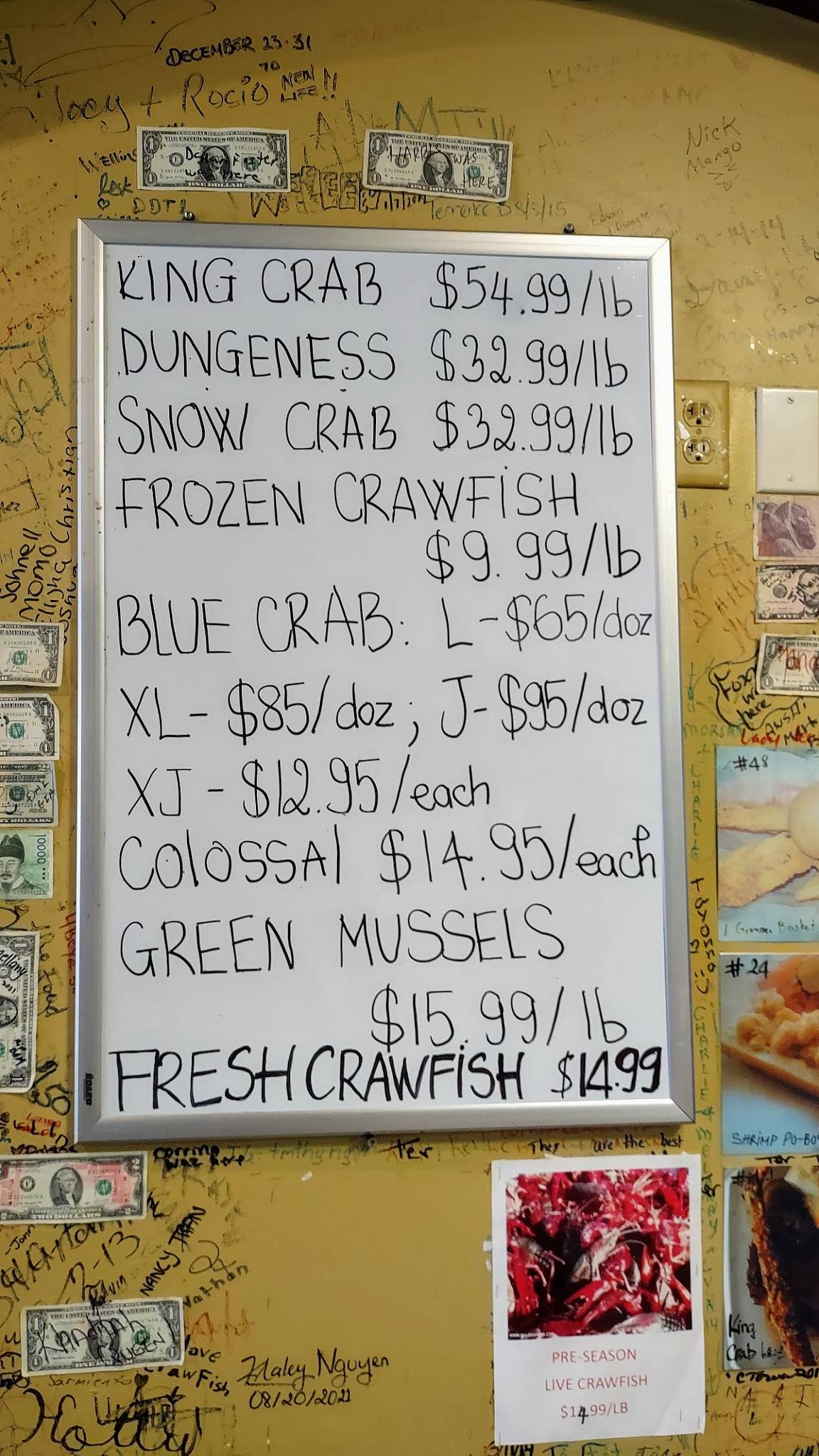 Menu at LA. Boiling Seafood Crab & Crawfish restaurant, Orlando